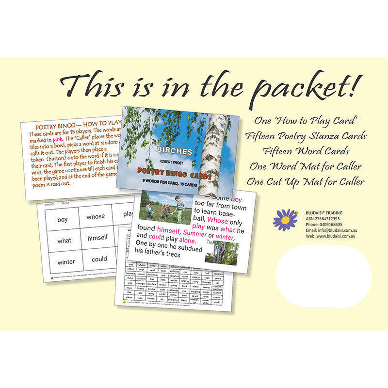 Poetry Bingo Cards – BLU DAISI® Games